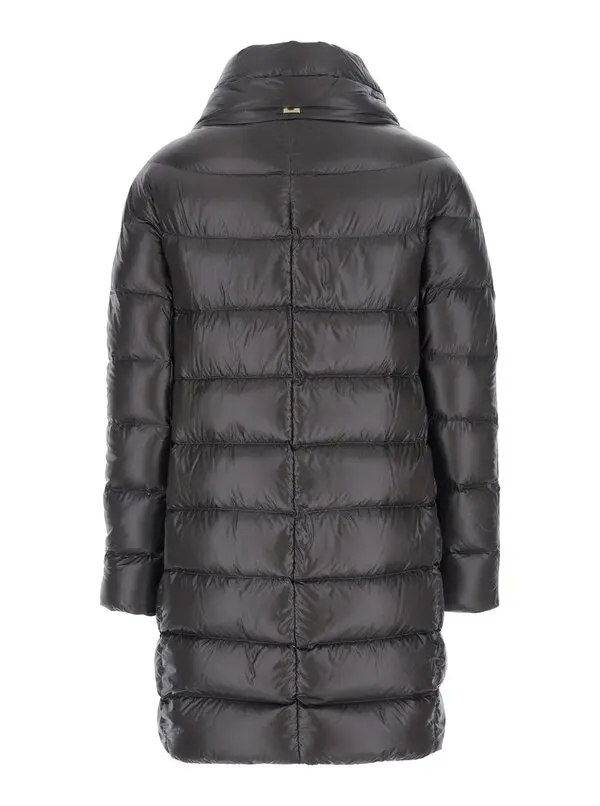 Herno Dora' Down Jacket With High Collar And Logo Plaque On The Back In Tech Fabric For