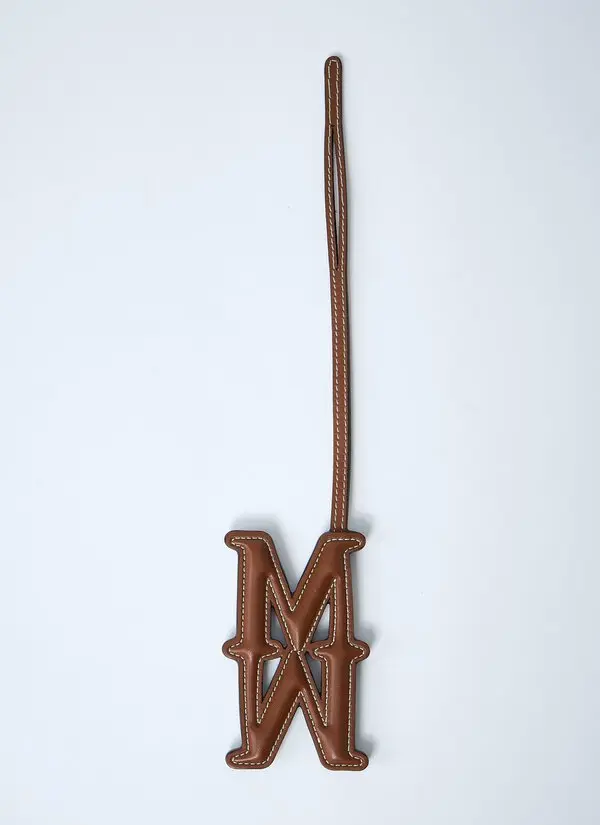 Max Mara Logo Embossed Leather Keyring - Brown
