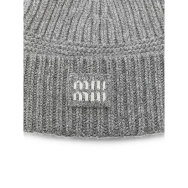 Miu Miu Cashmere And Virgin Wool Ribbed Beanie Hat