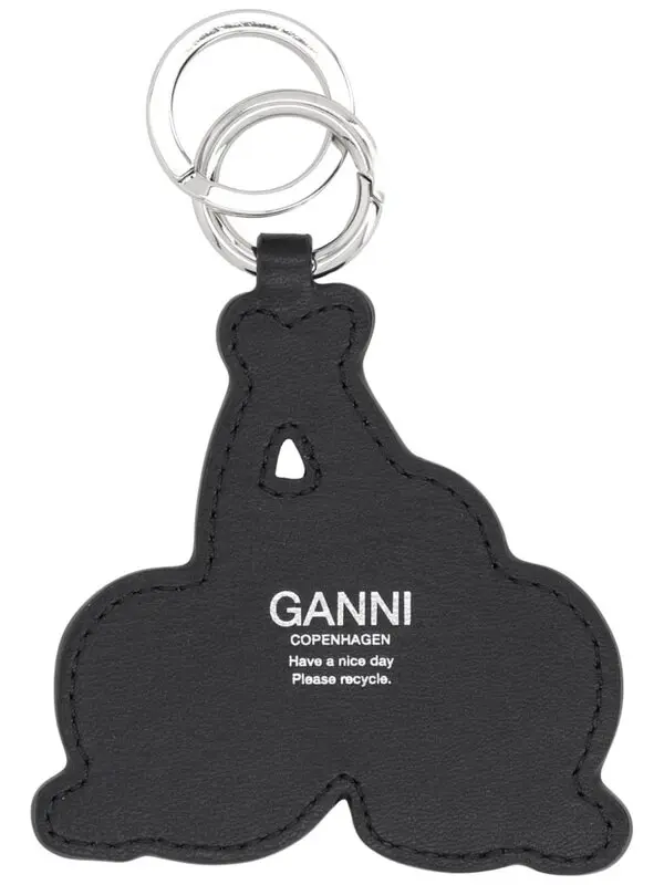 GANNI Leather Keychain - Black