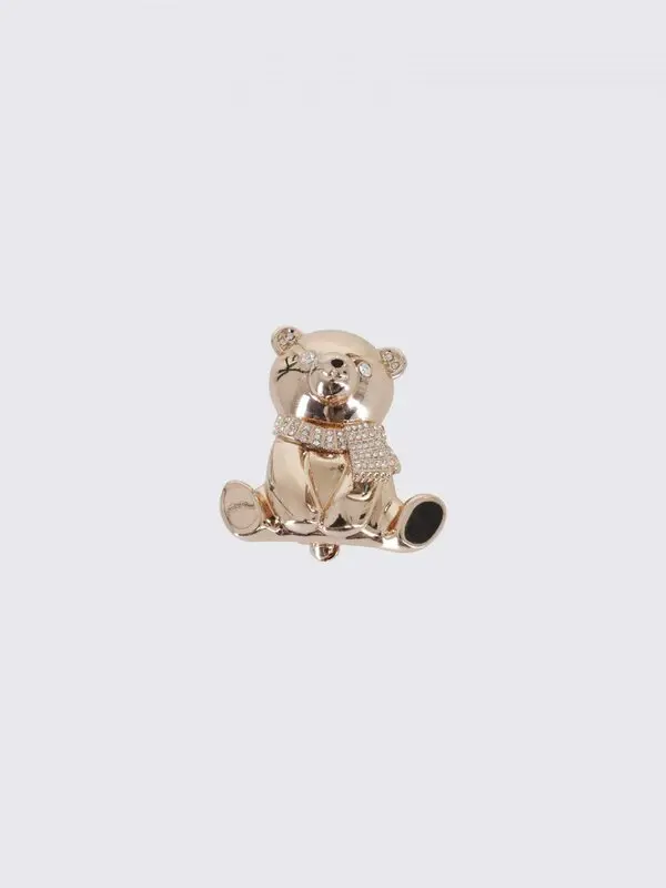 Max Mara Teddy Scarf Brooch In Brass With Rhinestones - Silver