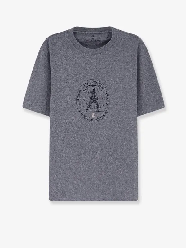 Brunello Cucinelli Cotton T-shirt With Front Print - Multicolor
