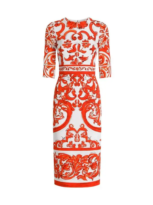 Dolce & Gabbana Maiolica Print Charmeuse Dress - Multicolor