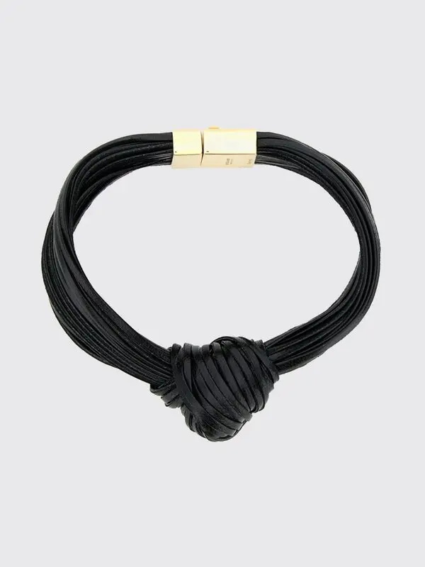 Bottega Veneta Knot Multi-strand Leather And Silver Bracelet - Black