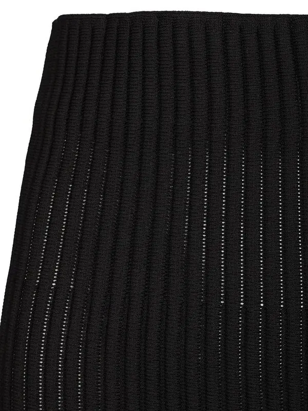 Alaïa Tubular Skirt With Fringes - Black