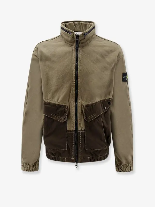 Stone Island Organic Cotton Jacket With Nylon Hood - Multicolor