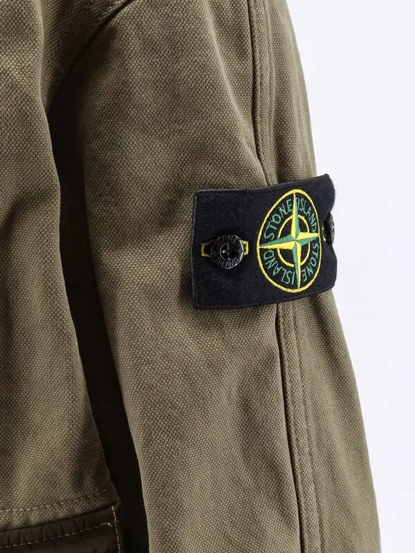 Stone Island Organic Cotton Jacket With Nylon Hood