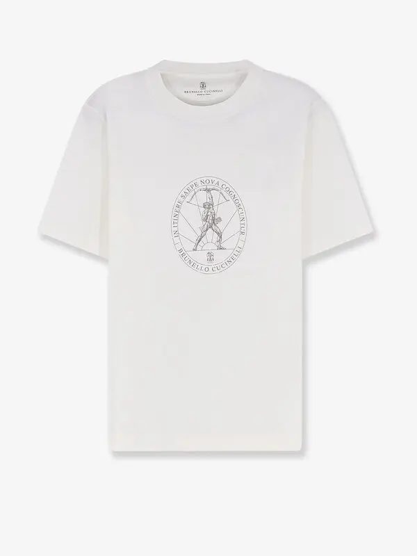 Brunello Cucinelli Cotton T-shirt With Print On The Front - Multicolor