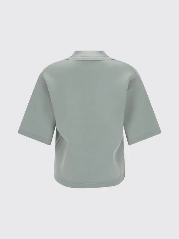 Max Mara Short-sleeved Viscose Polo With Dropped Shoulders And V-neck - Green