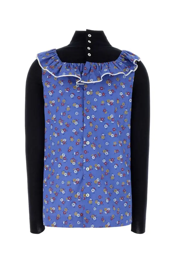 Miu Miu Printed Poplin Top