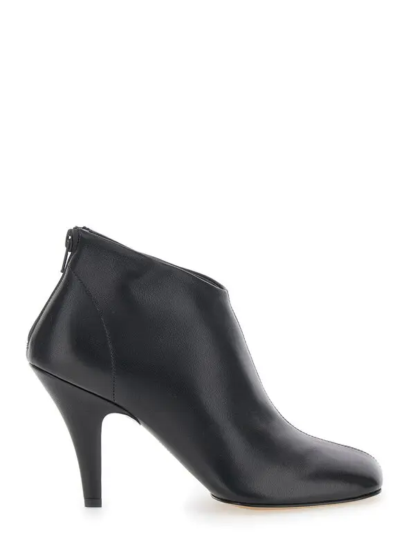 Phoebe Philo Black Ankle Boots With Square Toe And Thin Heel In Leather - Multicolor
