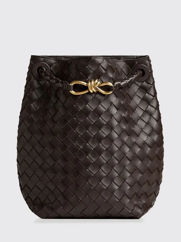 Bottega Veneta Andiamo Woven Lambskin Bucket Bag With Adjustable Strap - Brown