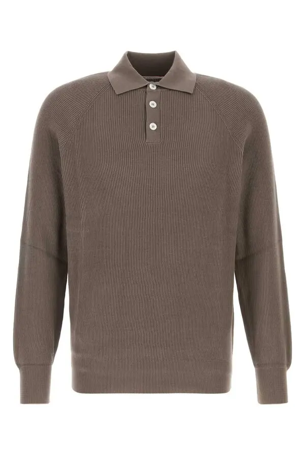 Brunello Cucinelli Mud Cotton Polo Shirt - Brown
