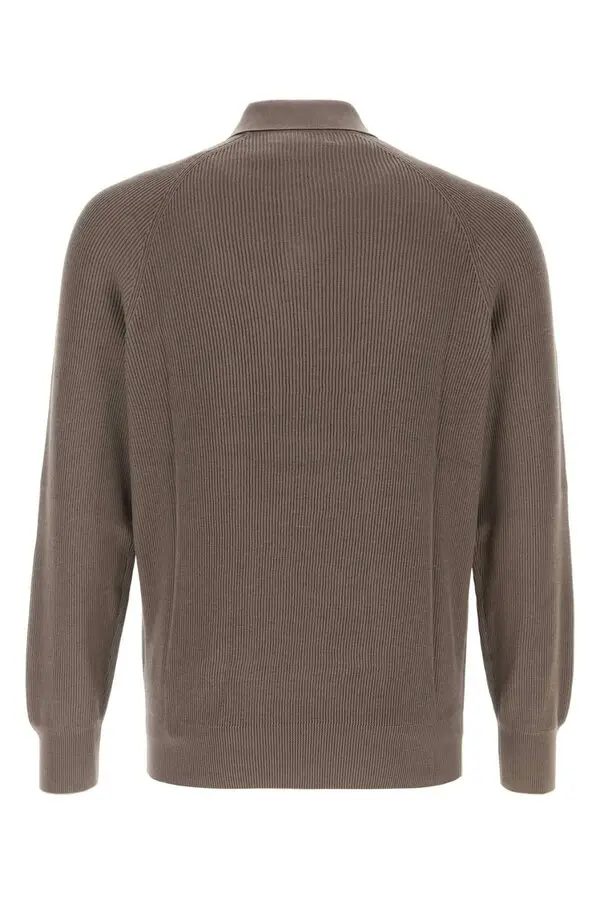 Brunello Cucinelli Mud Cotton Polo Shirt - Brown