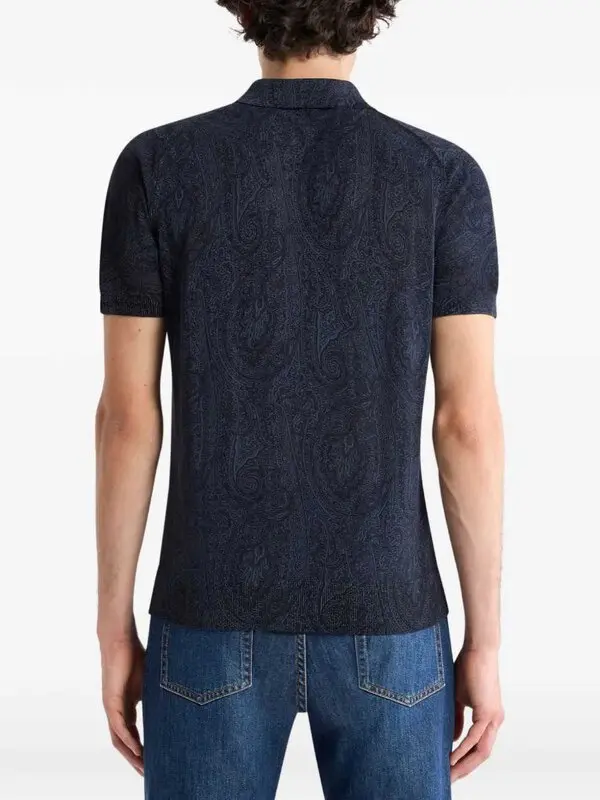 Etro Paisley Floral Print Polo Shirt - Blue