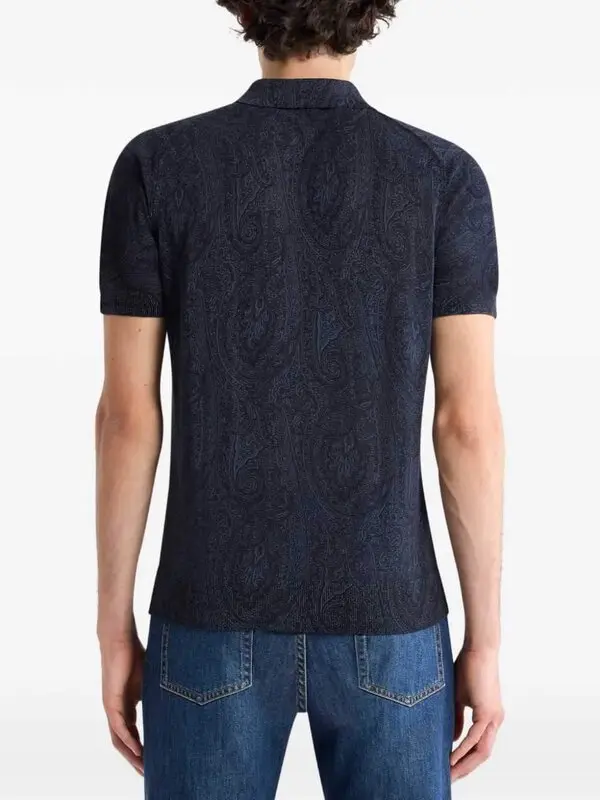 Etro Paisley Floral Print Polo Shirt - Blue