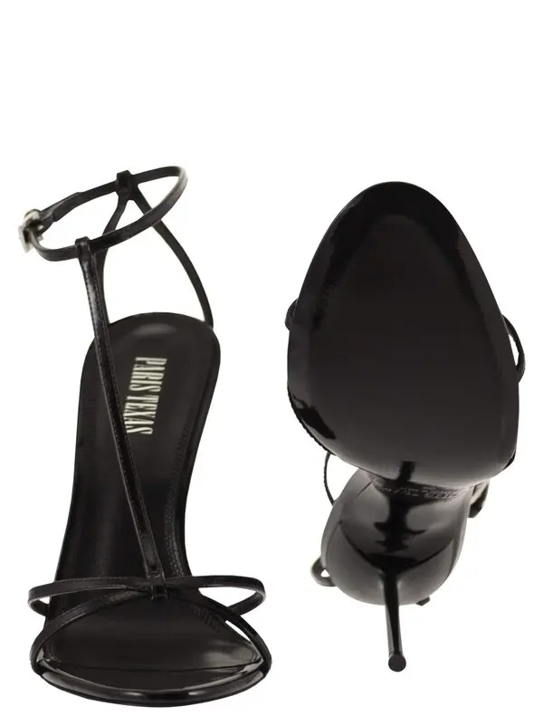 Paris Texas Patent Leather T-strap Sandals - Black