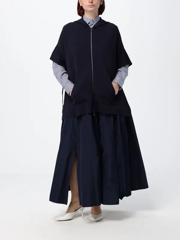 Max Mara Hooded Viscose Cape With Zip Closure