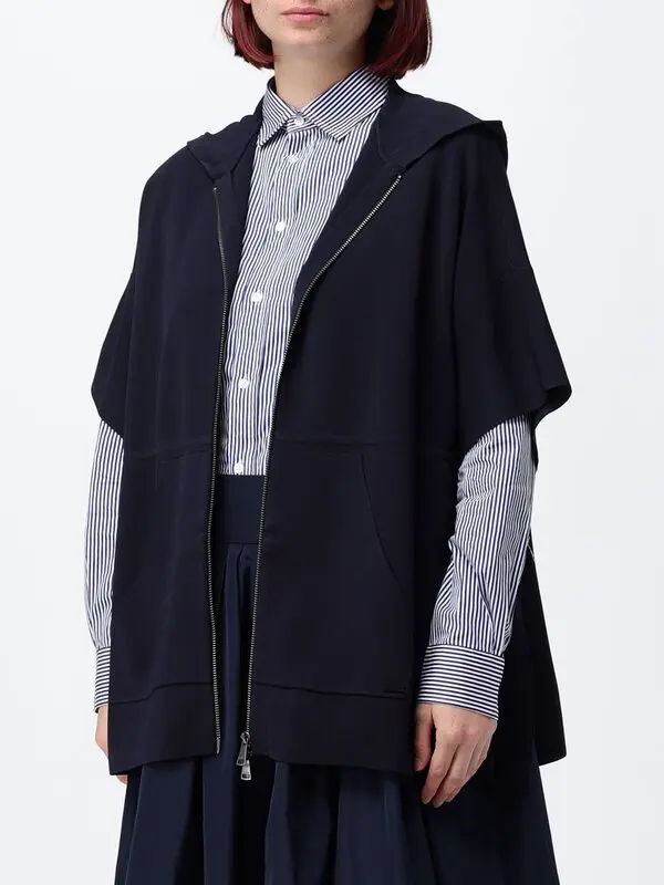 Max Mara Hooded Viscose Cape With Zip Closure