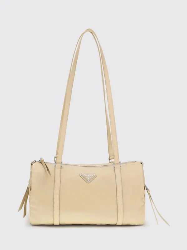 Prada Re-nylon And Leather Shoulder Bag - Cream