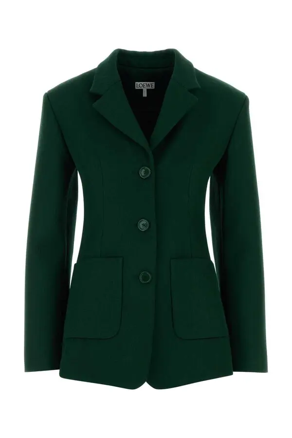Loewe Dark Wool Blend Blazer - Green
