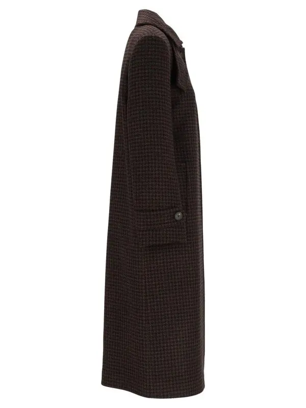 Tagliatore Bethany Virgin Wool Houndstooth Coat - Brown