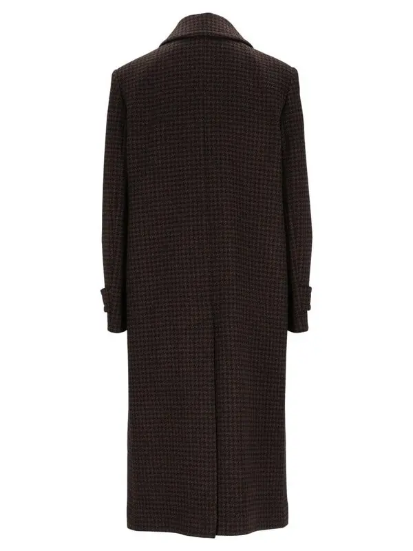 Tagliatore Bethany Virgin Wool Houndstooth Coat - Brown