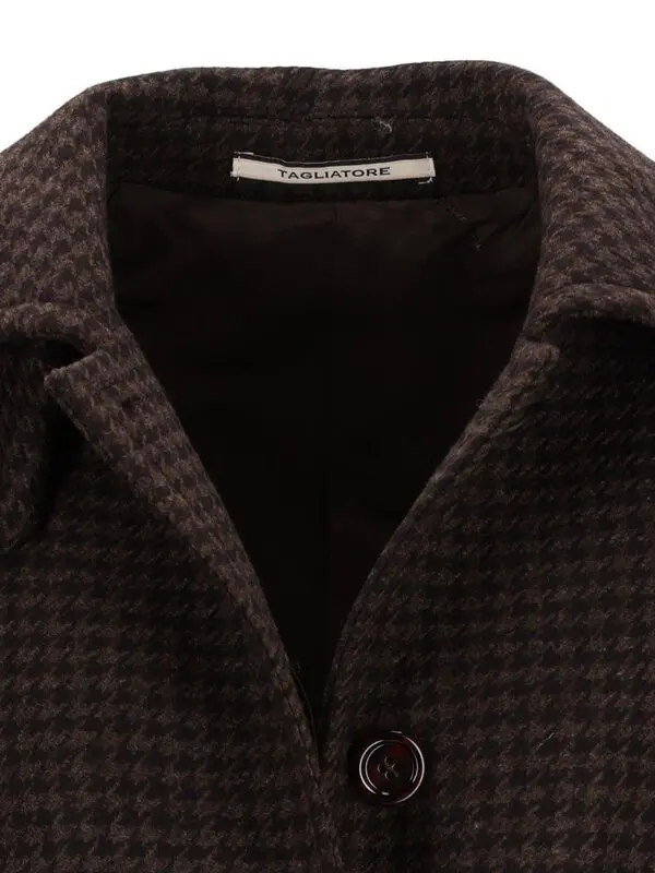 Tagliatore Bethany Virgin Wool Houndstooth Coat - Brown