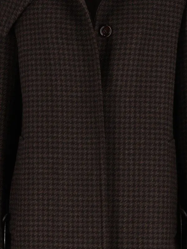 Tagliatore Bethany Virgin Wool Houndstooth Coat - Brown