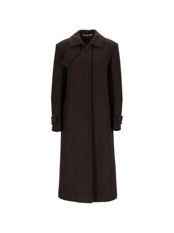 Tagliatore Bethany Virgin Wool Houndstooth Coat - Brown