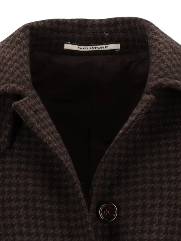 Tagliatore Bethany Virgin Wool Houndstooth Coat - Brown