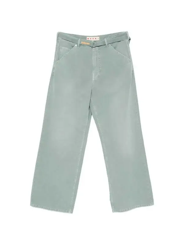 Marni Wide-leg Trousers With Belt - Blue