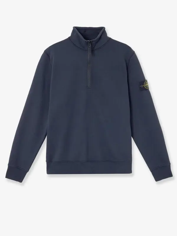 Stone Island Cotton Sweatshirt With Side Logo Patch - Multicolor