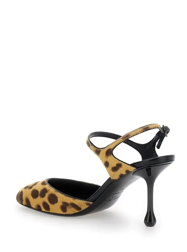 JIMMY CHOO Pixie' Brown Pumps With High Sculpted Heel And All-over Leopard Print In Tech Fabric - Multicolor