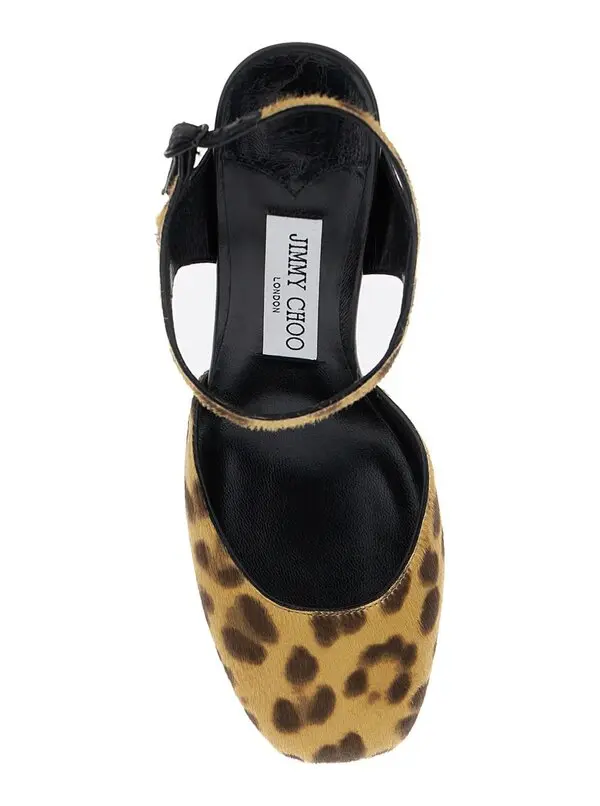 JIMMY CHOO Pixie' Brown Pumps With High Sculpted Heel And All-over Leopard Print In Tech Fabric - Multicolor