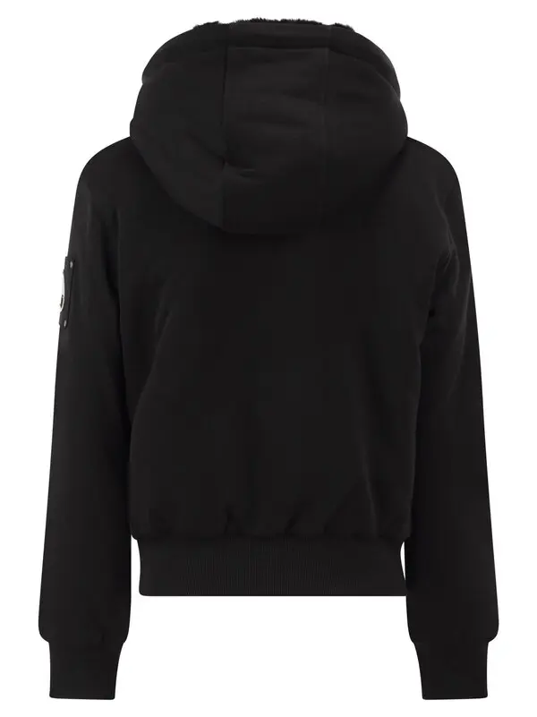 Moose Knuckles Classic Bunny Hooded Sweatshirt With Faux Fur Lining - Black