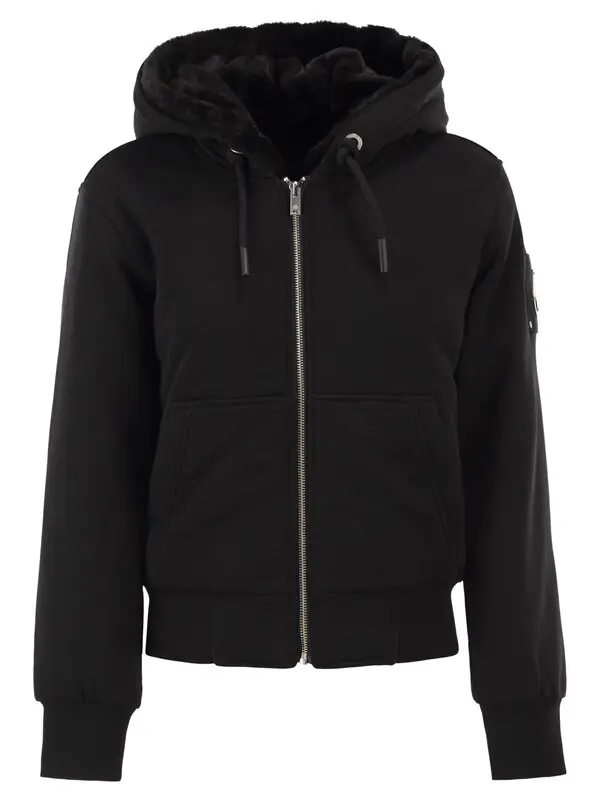 Moose Knuckles Classic Bunny Hooded Sweatshirt With Faux Fur Lining - Black