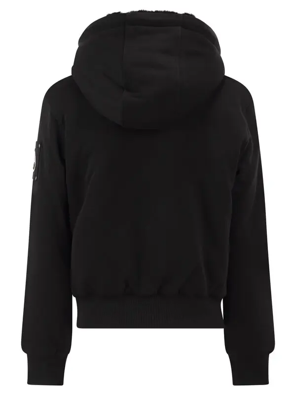 Moose Knuckles Faux Fur Lined Hoodie - Black