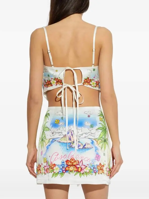 Casablanca Floral Print Silk Top - Multicolor