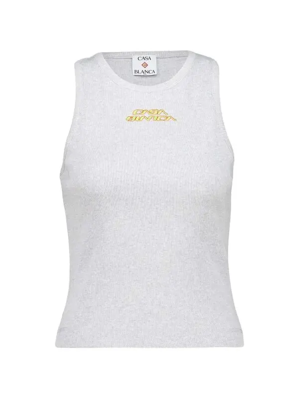 Casablanca Ribbed Tank Top With Logo Print - Gray