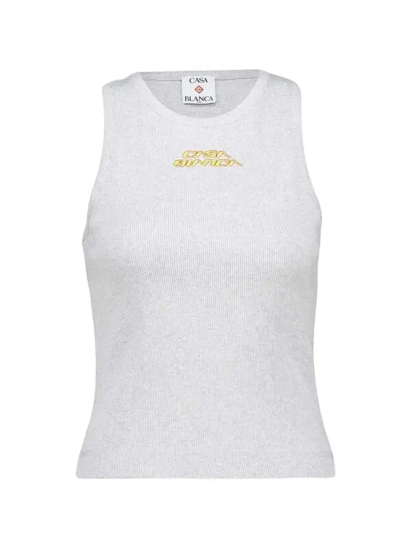 Casablanca Ribbed Tank Top With Logo Print - Gray
