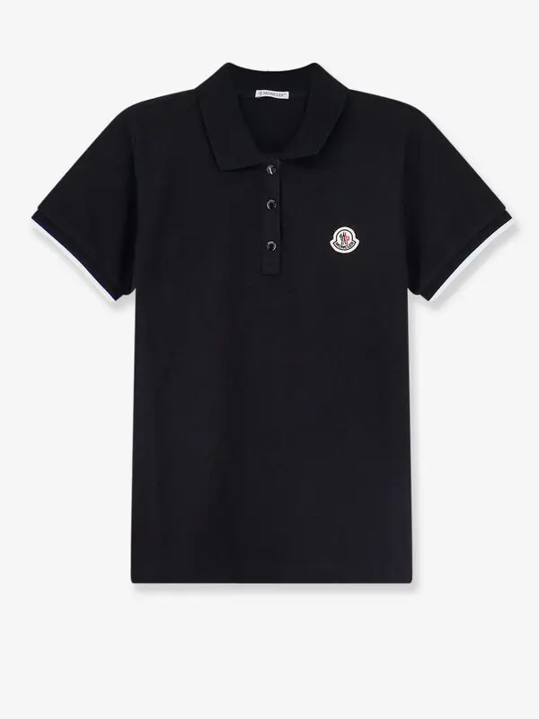 Moncler Cotton Polo Shirt With Logo Patch