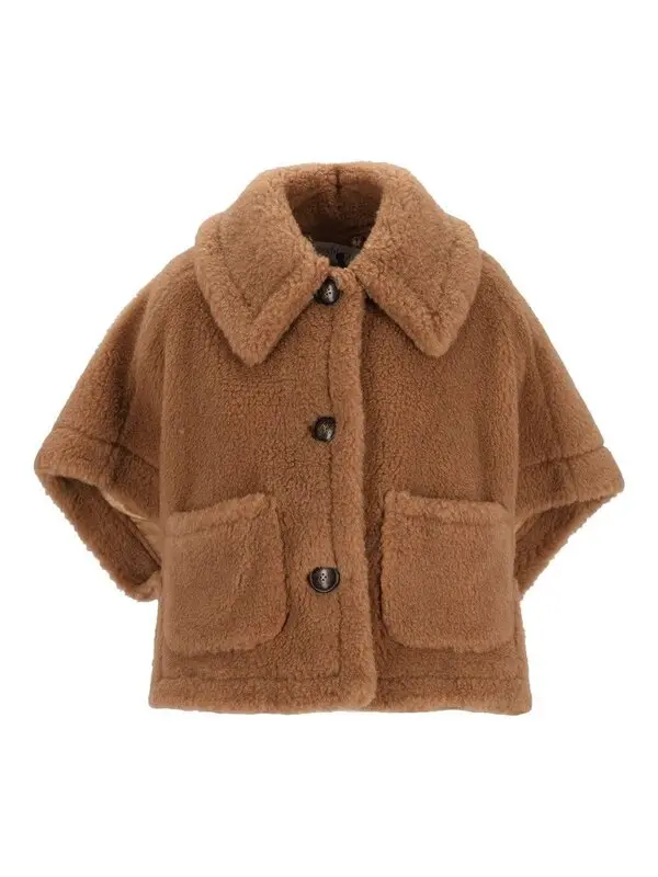 Max Mara Newterzo Teddy Hood Cape - Brown