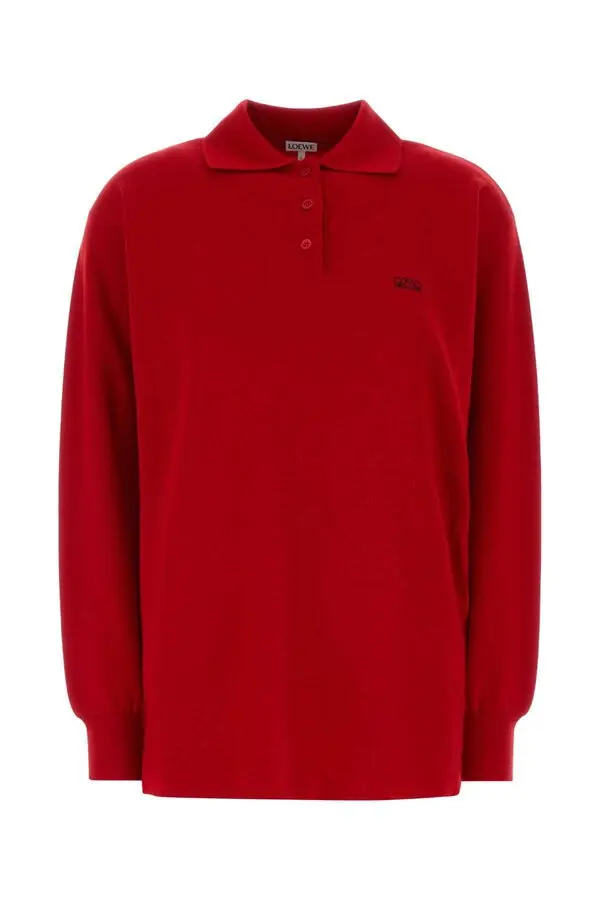 Loewe Red Stretch Cashmere Blend Polo Shirt