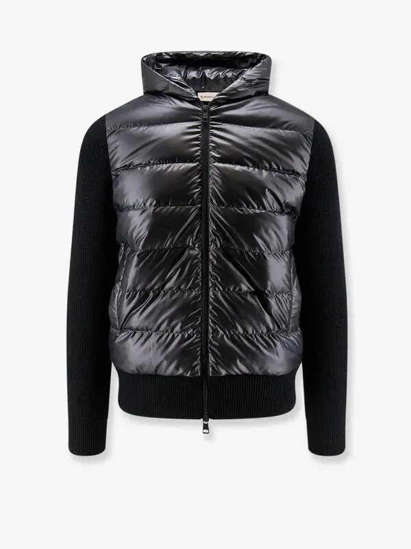 Moncler Down Jacket With Virgin Wool Inserts - Multicolor