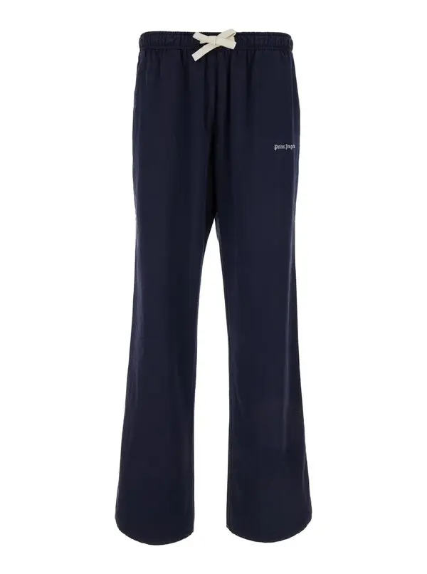 Palm Angels Blue Flared Trousers In Cotton
