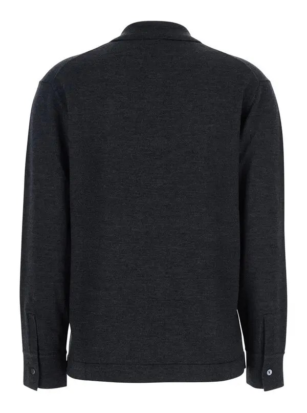 P.a.r.o.s.h Wool Long Sleeve Polo Shirt - Gray