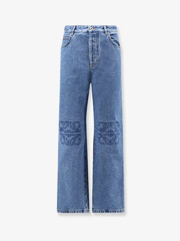 Loewe Anagram Baggy Jeans With Embroidery On The Front - Multicolor