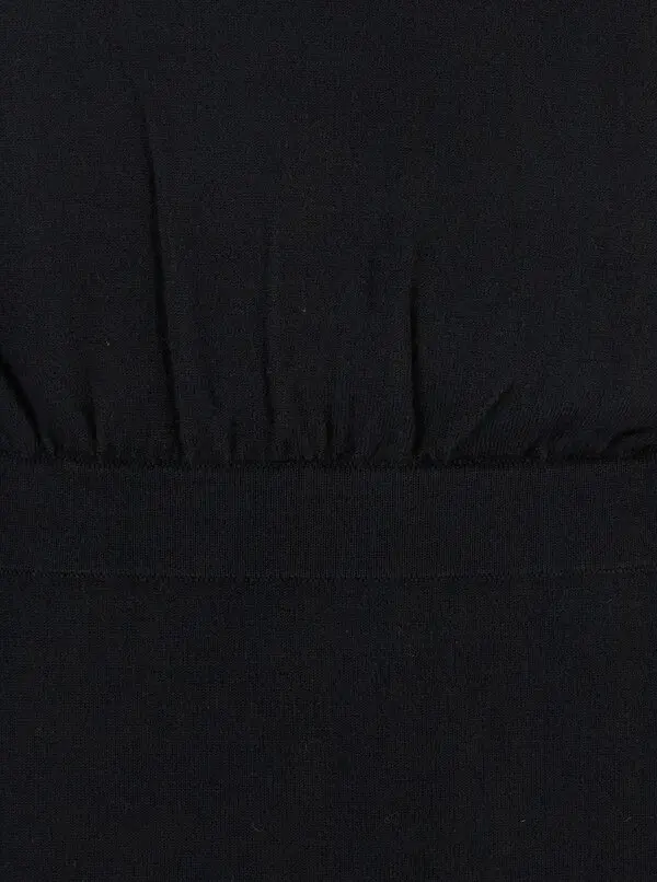 P.a.r.o.s.h Round Neck Dress With Draped Waist - Black