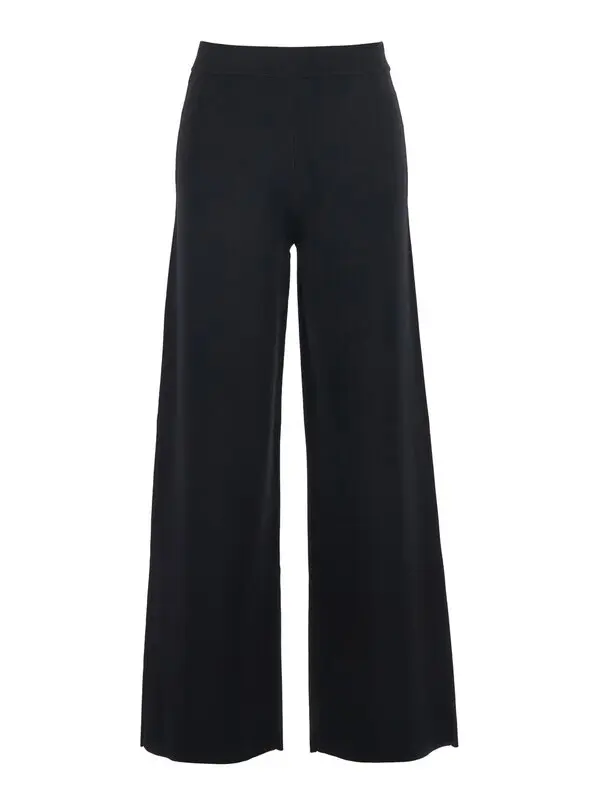 P.a.r.o.s.h Pants With Pull-on Design And Wide Leg In Viscose Blend - Black